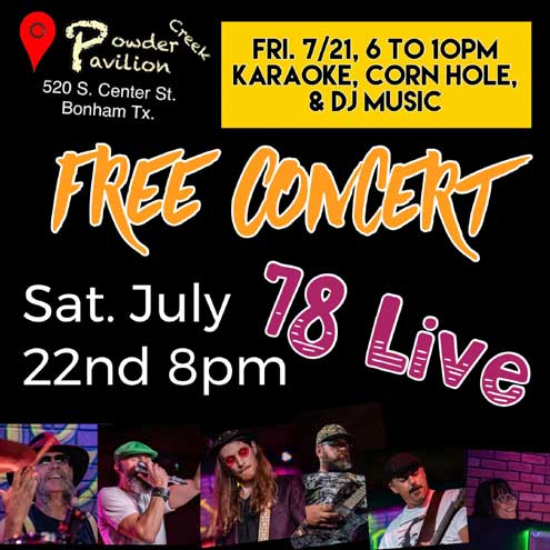 Free concert at Powder Creek Pavilion July 22 - North Texas e-News